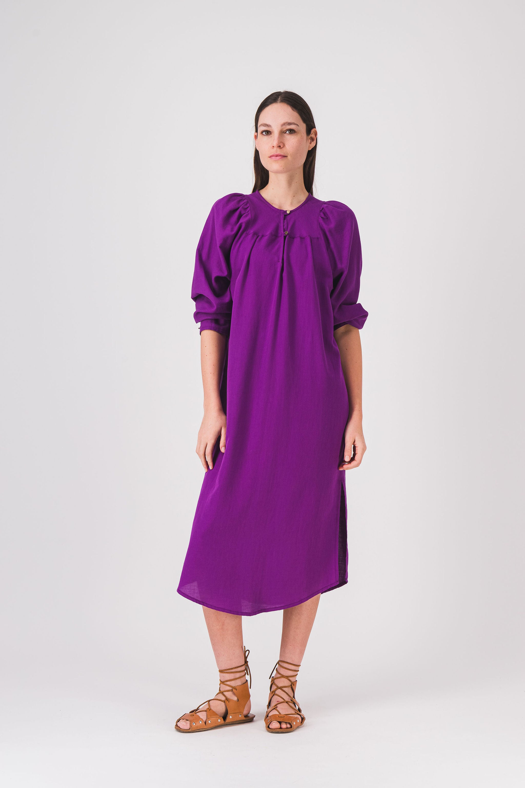 Robe longue droite violette LALOU | SIXSOEURS – SIXSŒURS